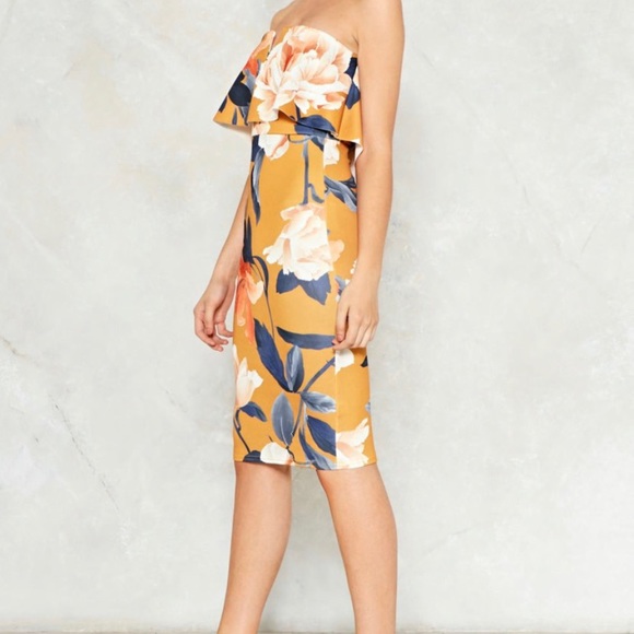 Nasty Gal | Dresses | Midi Form Fitting Floral Dress With Stretch ...